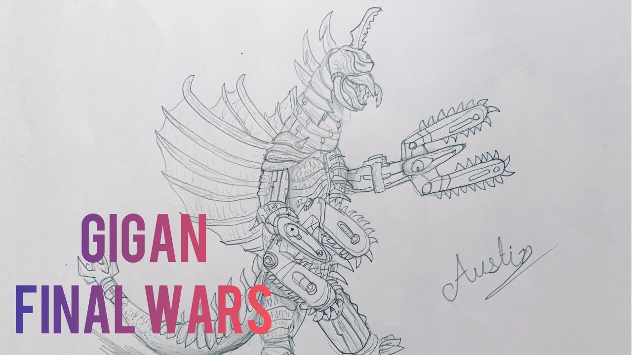 2004 ガイガン Gigan | Godzilla Final Wars | Time-lapse Drawing - YouTube