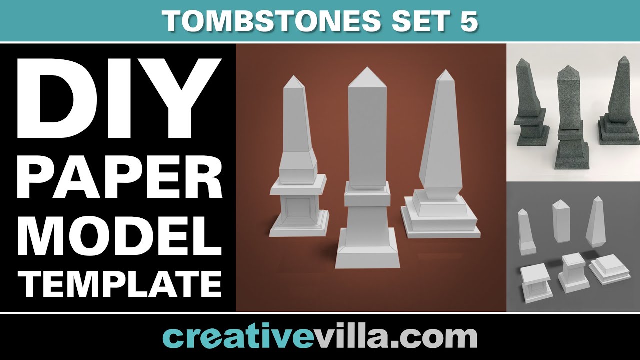 DIY Tombstones Set 5 Paper Model Assembly Step-by-Step - YouTube