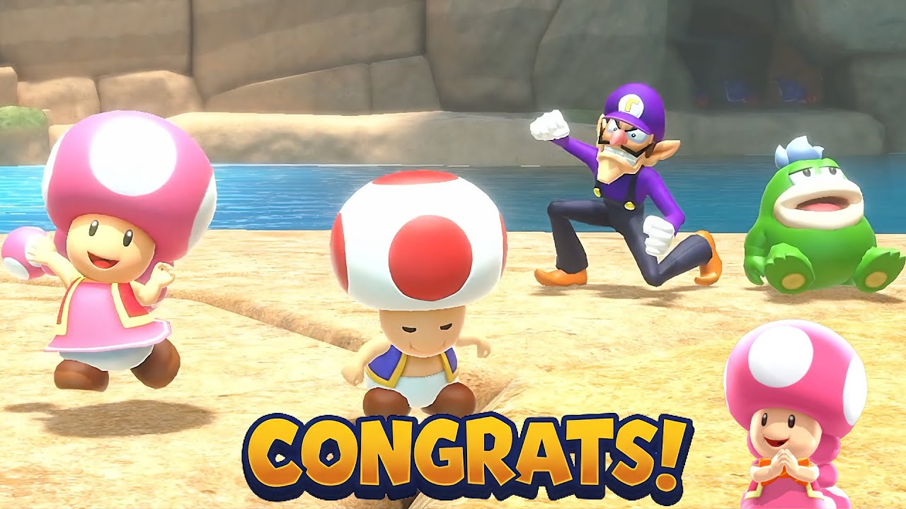 Super Mario Party Jamboree Minigames Toadette vs Toad vs Waluigi vs ...