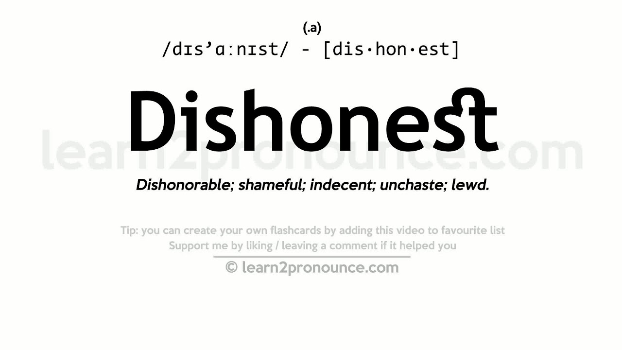 Pronunciation of Dishonest | Definition of Dishonest - YouTube