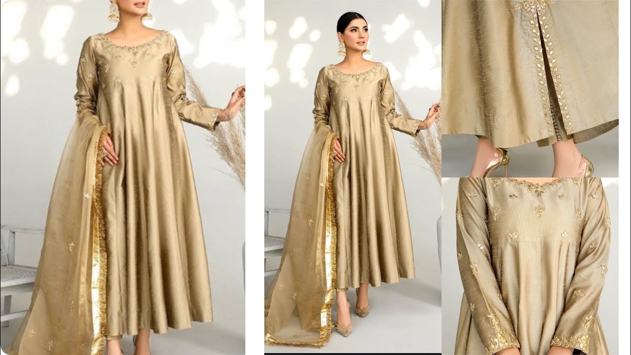 Hand embroidered gota work on pakistani raw silk and pakistani organza ...