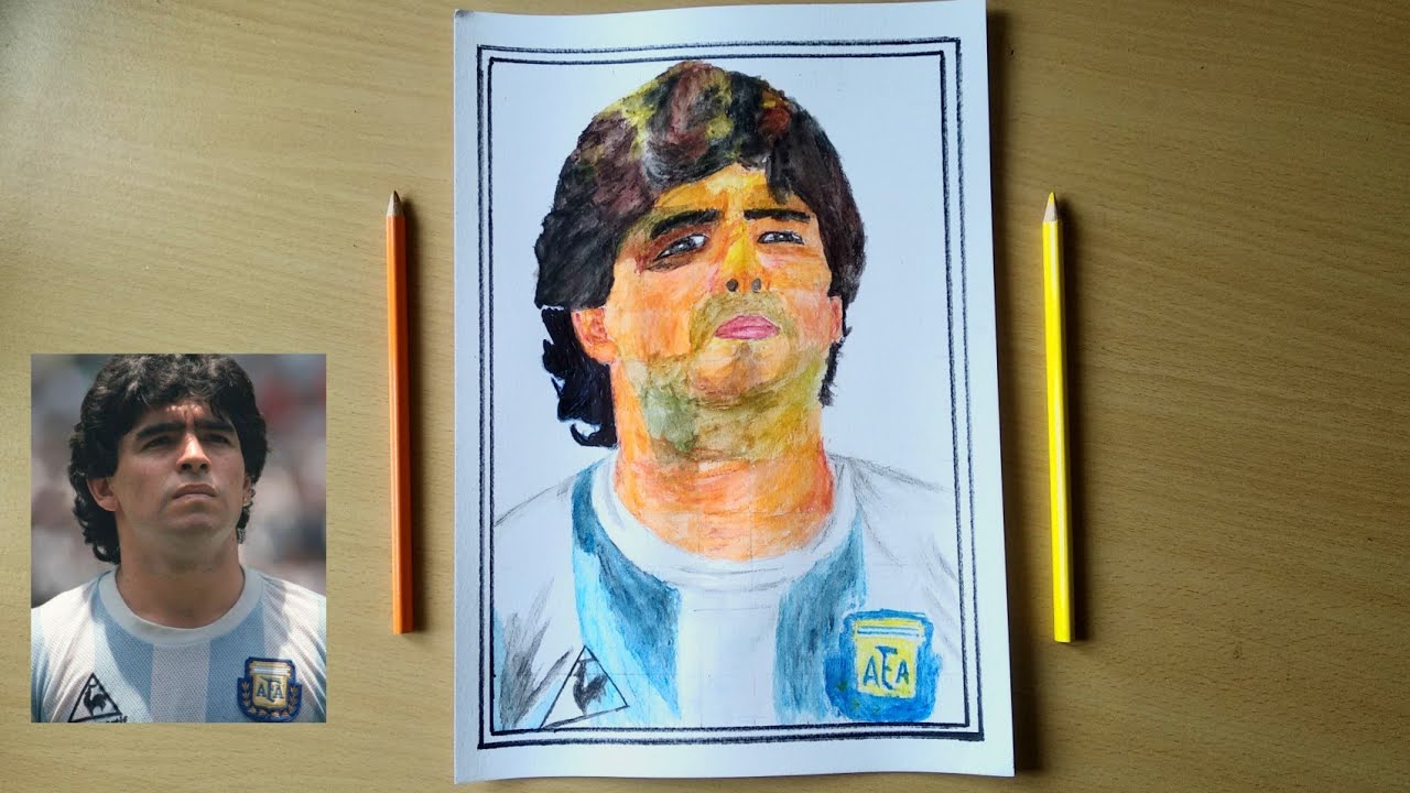 Diego Maradona/ Maradona drawing easy / Tribute drawing /water colour ...