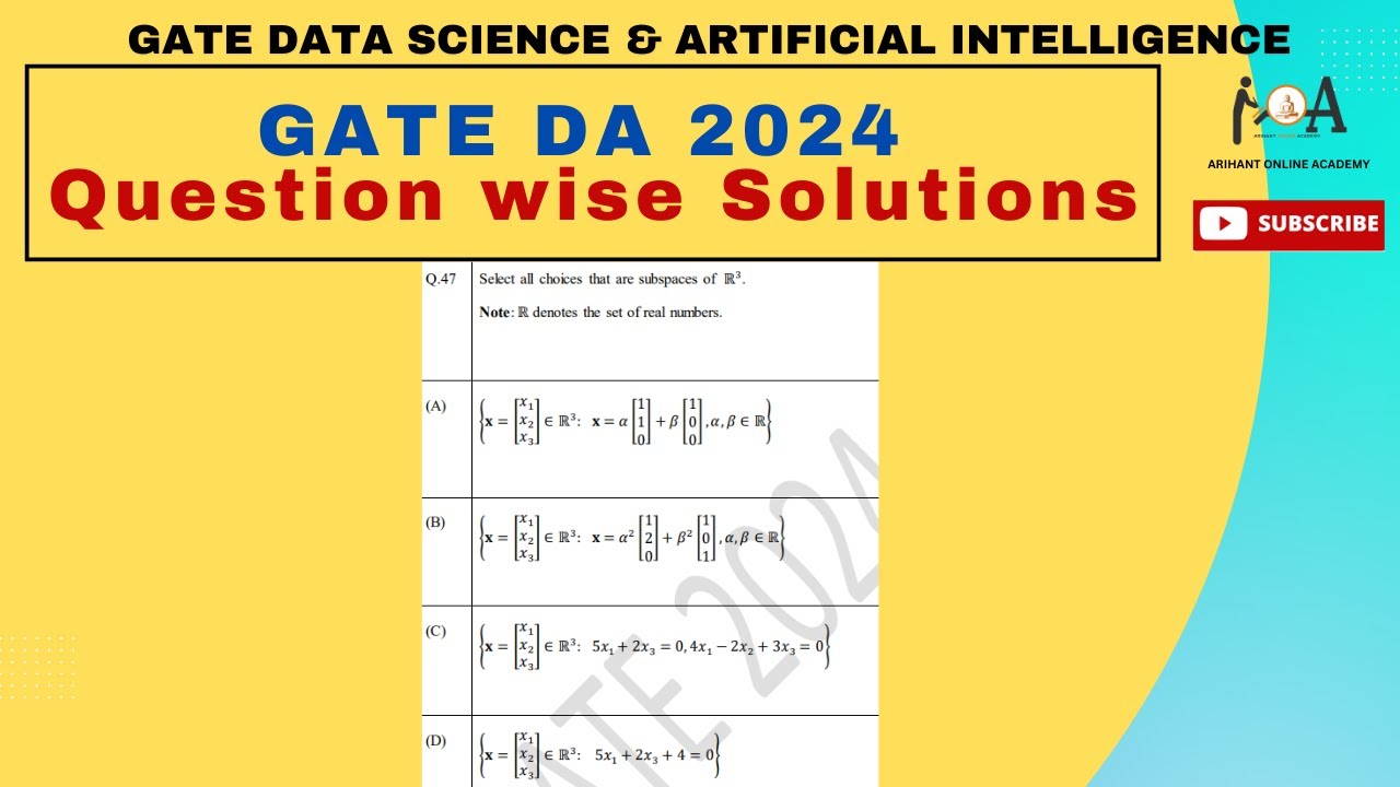 Solved GATE DA 2024 Question Paper | DETAILED VIDEO SOLUTIONS | DA & AI ...