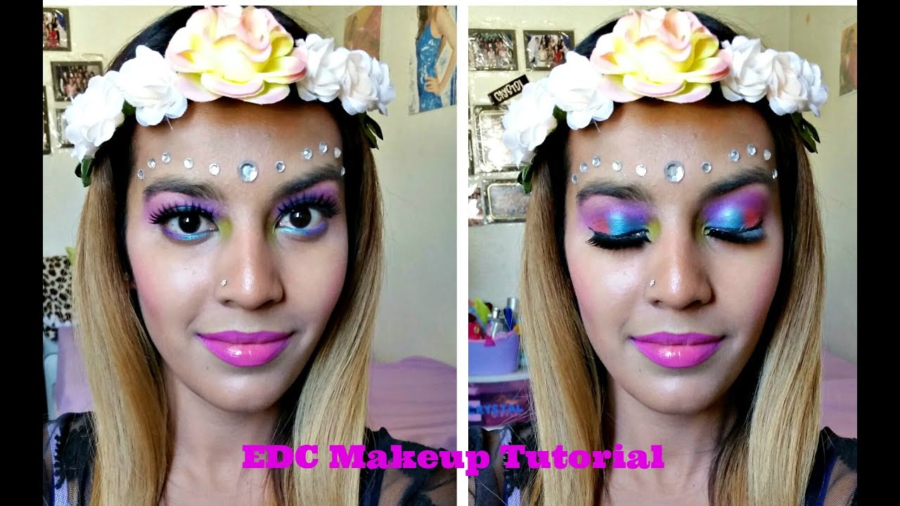 *EDC Makeup Tutorial Rainbow Edition - YouTube