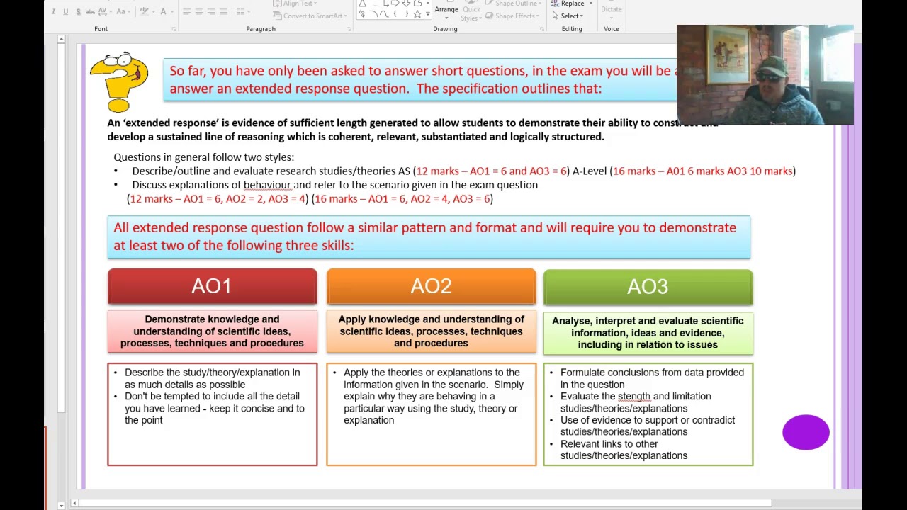 A Level Psychology - How to do Well in a 16 Mark Extended Qu - YouTube
