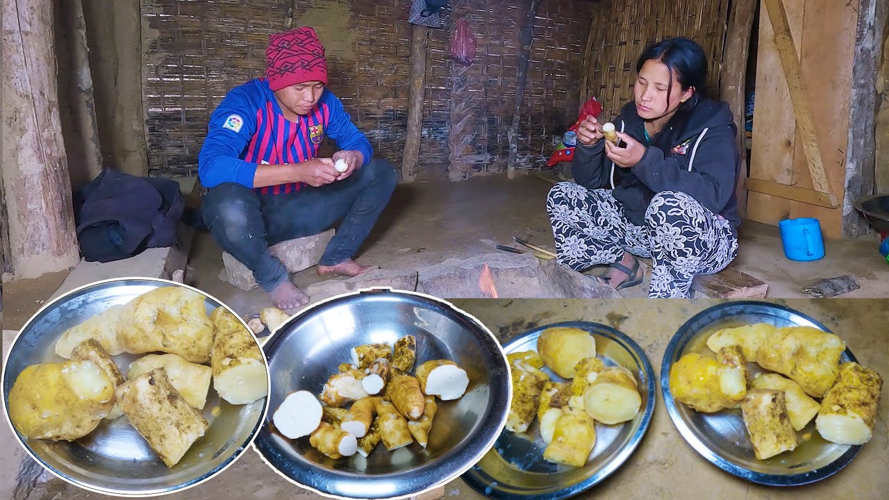 Squash boil root cooking & enjoying || We are enjoying boil edible root ...