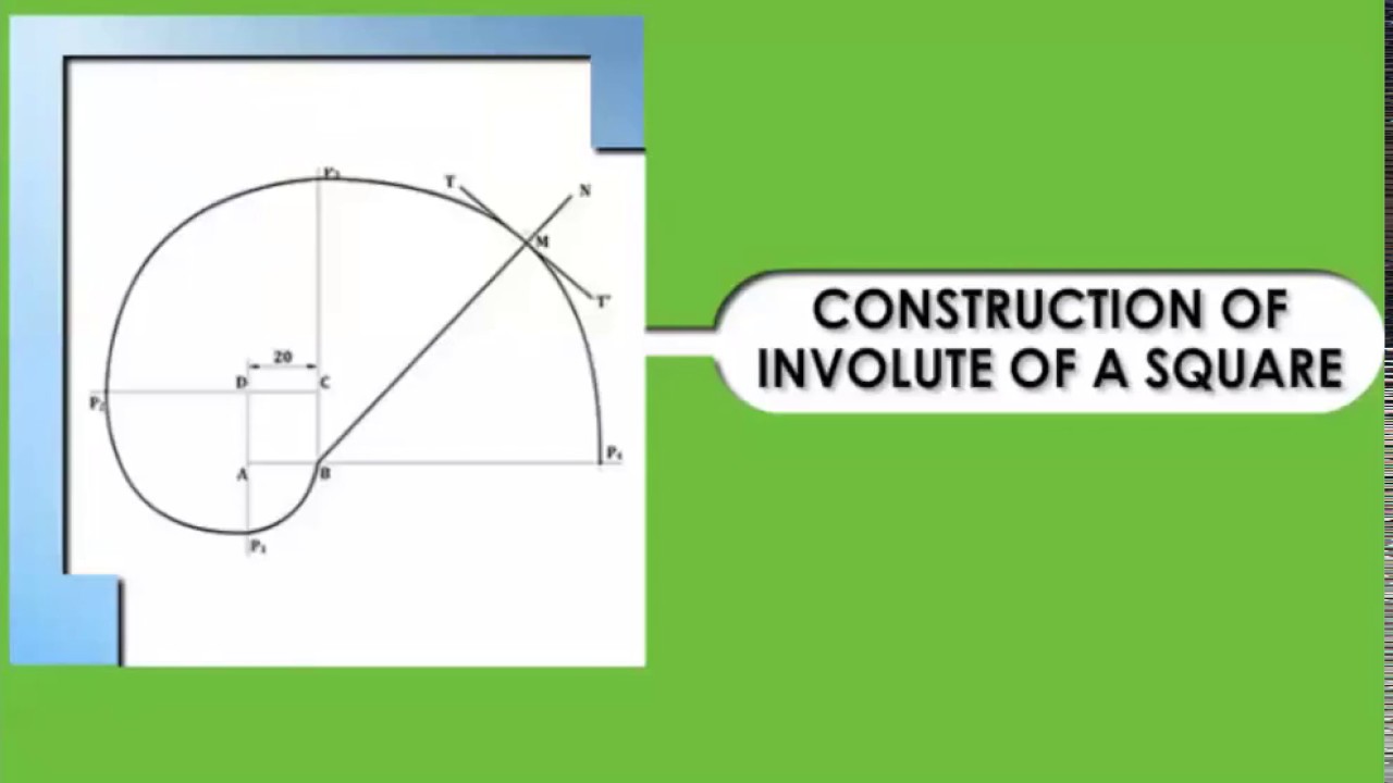 ENGINEERING GRAPHICS II CONSTRUCTION OF INVOLUTE OF SQUARE - YouTube