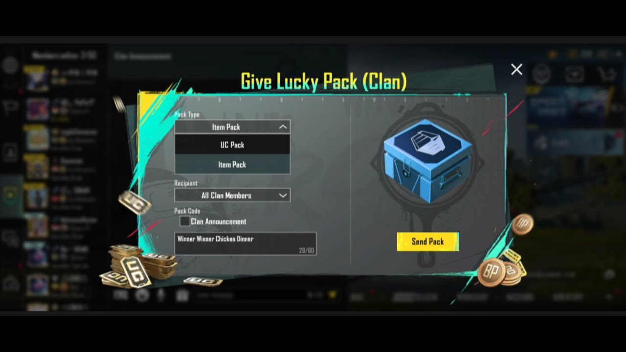 How to send uc and lucky pack in pubg send uc to friend - YouTube