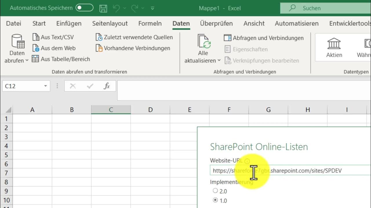 Connect Sharepoint List To Excelsheet Using Data Tab In Excel Youtube