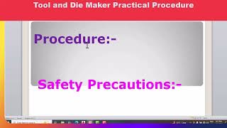 Tool and Die Maker Practical Paper 2024 First Year 1