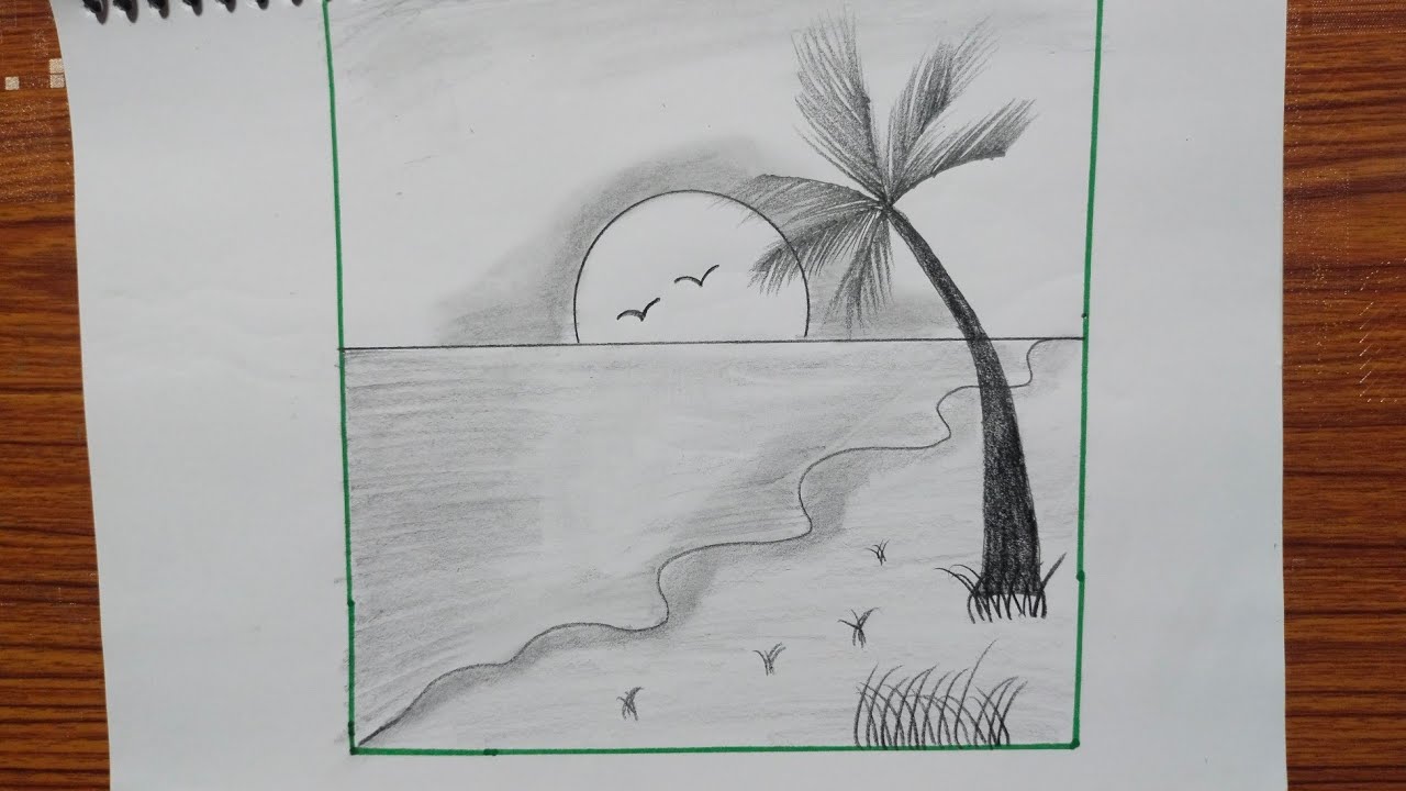 How to Draw Ocean step by step sea drawing plan tree drawing landscape ...