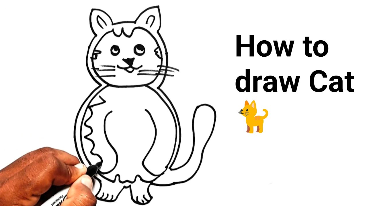How to draw a cute Cat from number 8 / How to draw a Cat easy step by ...