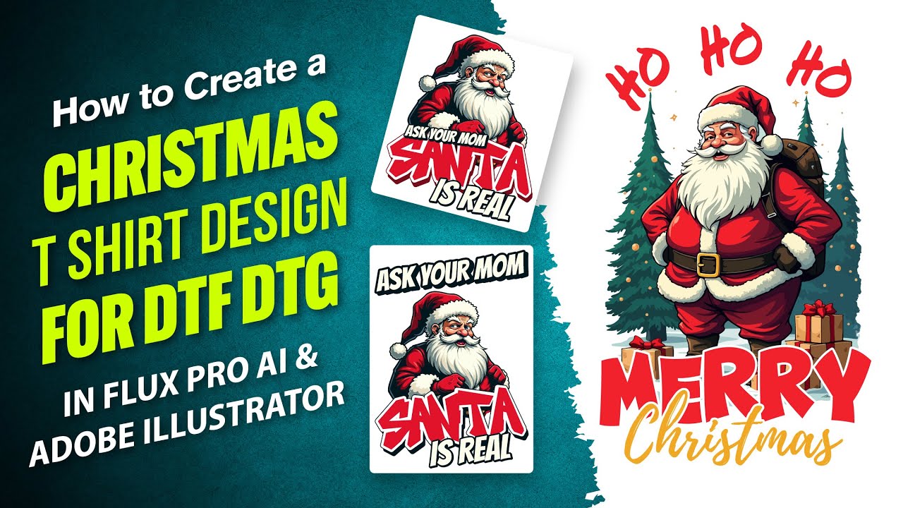 How to Create Christmas T Shirt Designs for DTF DTG in Adobe ...