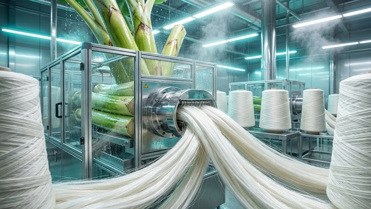 Inside a High-Tech Banana Stem Fiber Factory (Full Process: Stem → ...