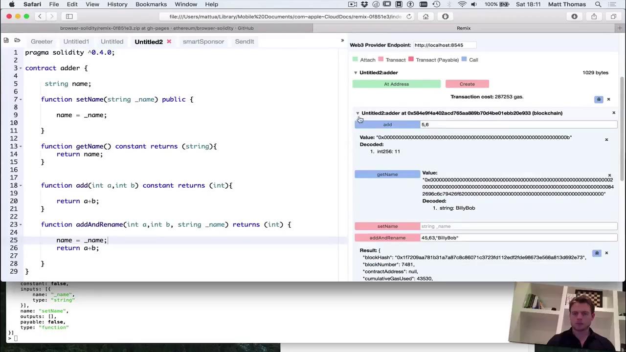 4 How to invoke your first smart contract from the geth console (ABI) - Ethereum from scratch(1 ...
