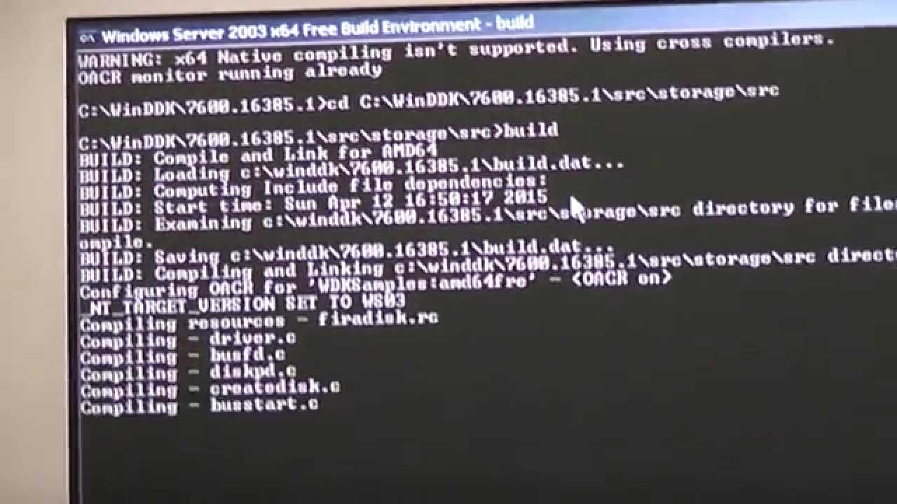 13 firadisk compile windows driver kit 7.1.0 source code - YouTube