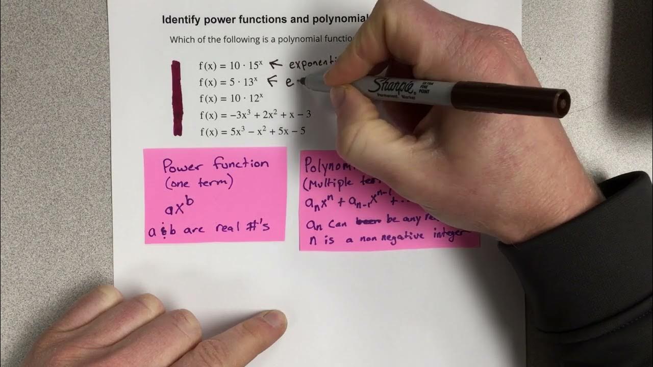 Identify power functions and polynomial functions - YouTube