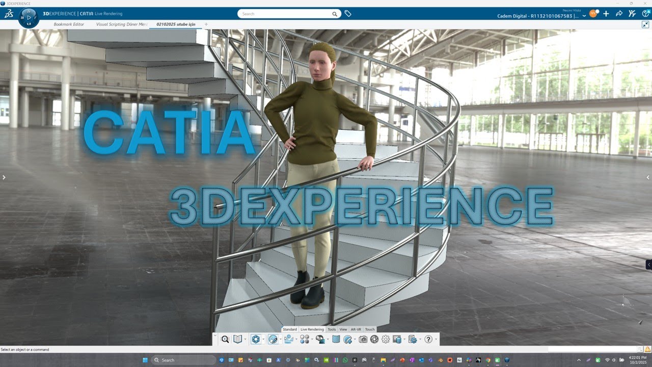 3DEXPERIENCE CATIA Visual Scripting Human Design Live Render ile ...