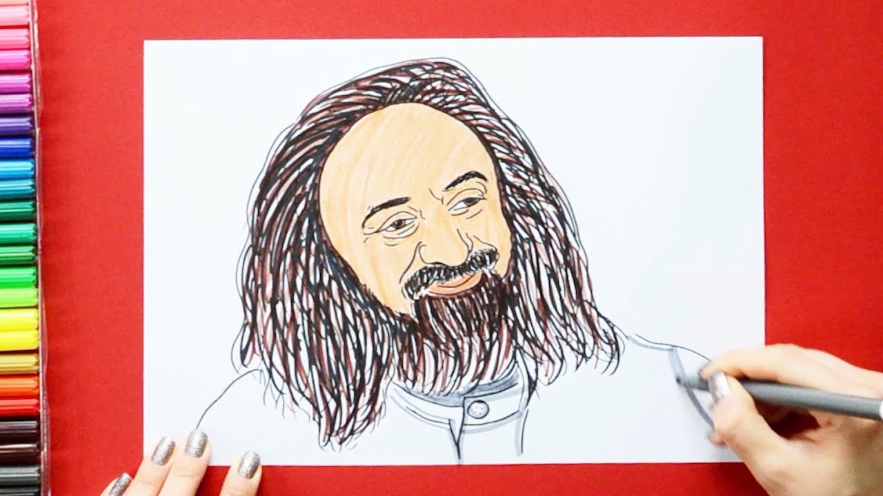 How to draw Gurudev Sri Sri Ravi Shankar - Art of Living - YouTube