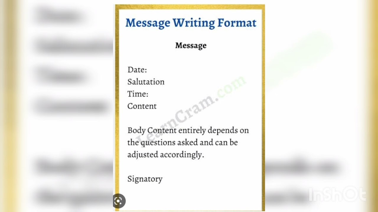 Format Of Message Writing And Some Examples YouTube Format Of Message Writing And Some Examples YouTube