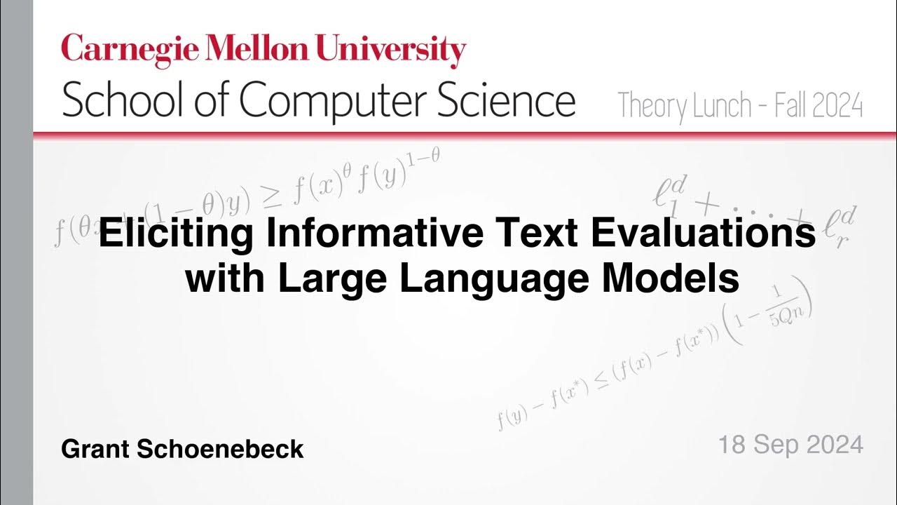 Grant Schoenebeck: Eliciting Informative Text Evaluations with Large Language Models - YouTube