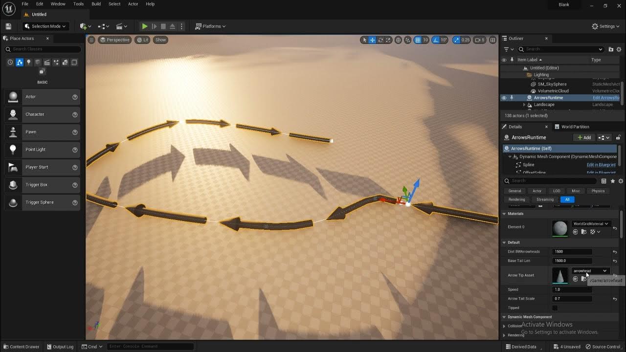 Unreal Engine 5 Geometry Scripting 3d Arrows From Spline P2 Youtube