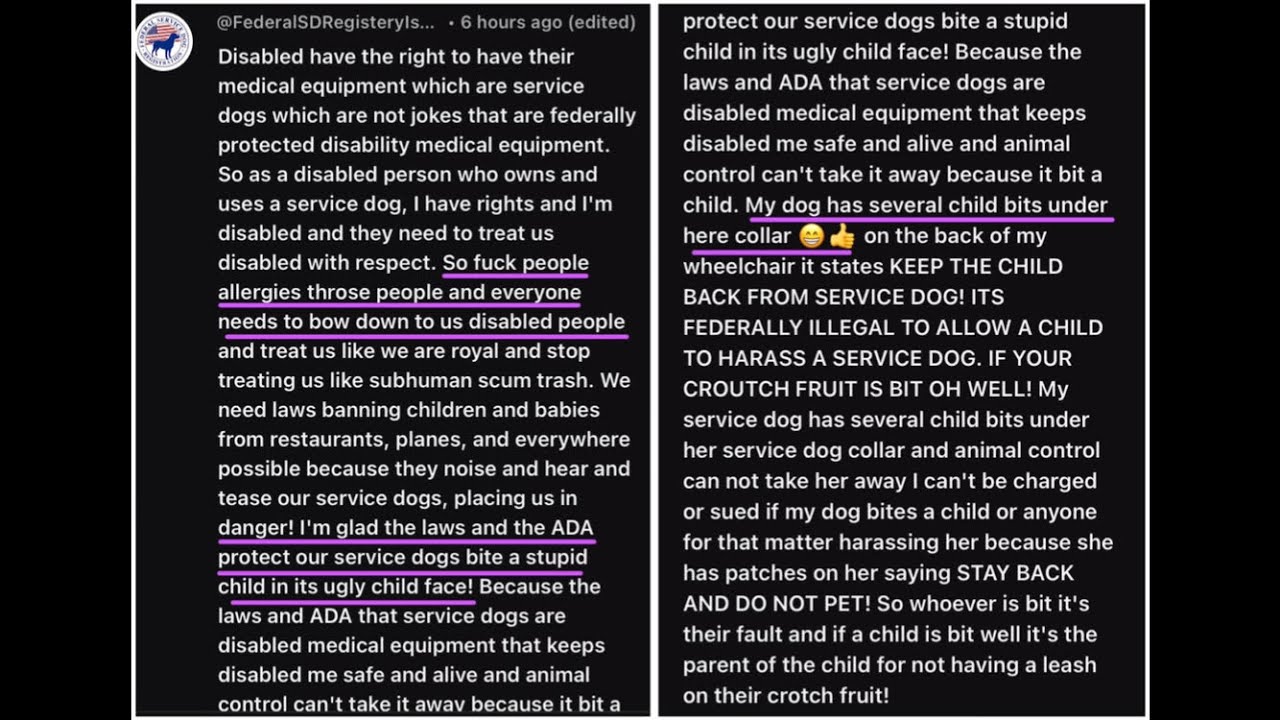 “Legit” service dog users like this don’t deserve respect (service dogs ...