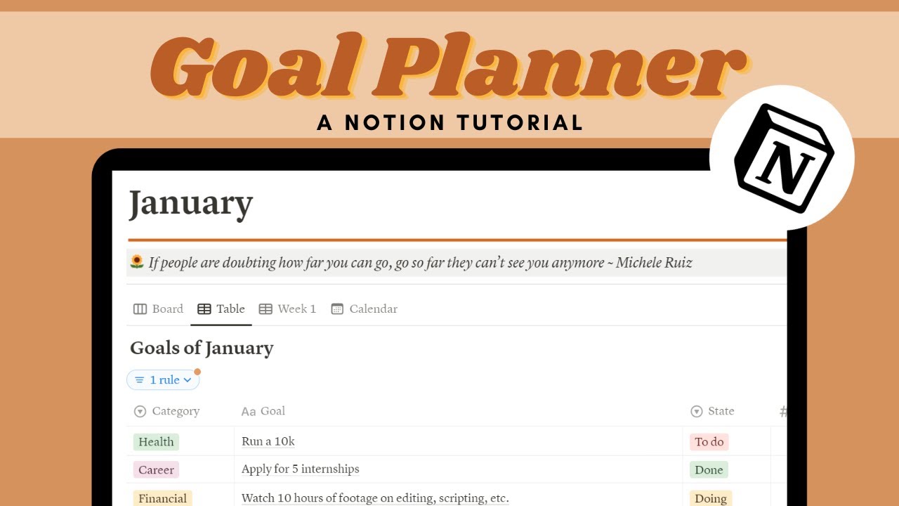 The ULTIMATE NOTION GOAL PLANNER | Tutorial | Achieve your most ambitious goals this year - YouTube