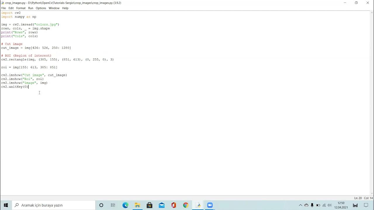 Python ve OpenCv Eğitimi Ders 2: resimleri kırpma ve kesme - YouTube