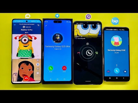 Viber, Bip, KT, Telegram incoming call Samsung S10e + Vivo Y16 + Galaxy S25 Ultra + Realme 12 ...