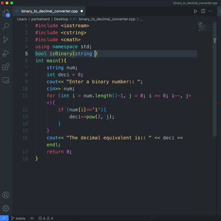 Convert Binary Number Into Decimal Number Using C++ Program - YouTube