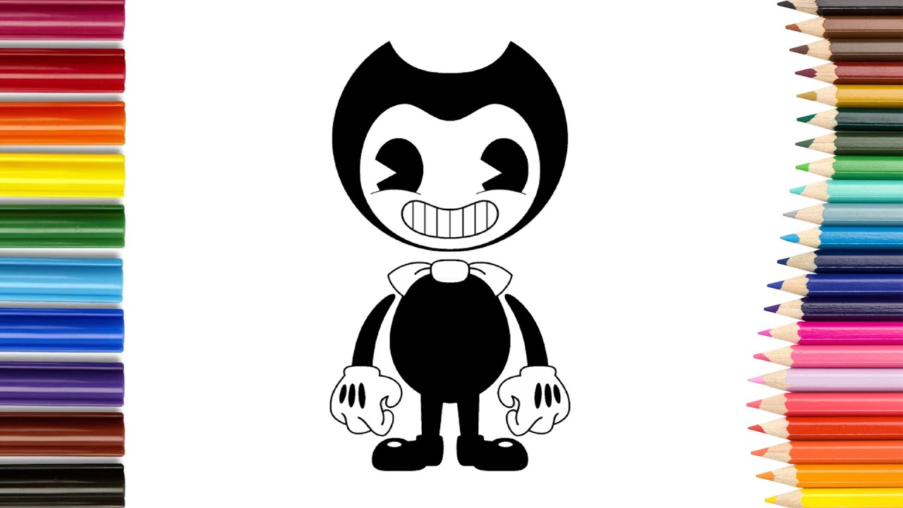 HOW TO DRAW BENDY EASY 🤍🖤 LEARNING TO DRAW BENDY STEP BY STEP FOR KIDS🖌 ...