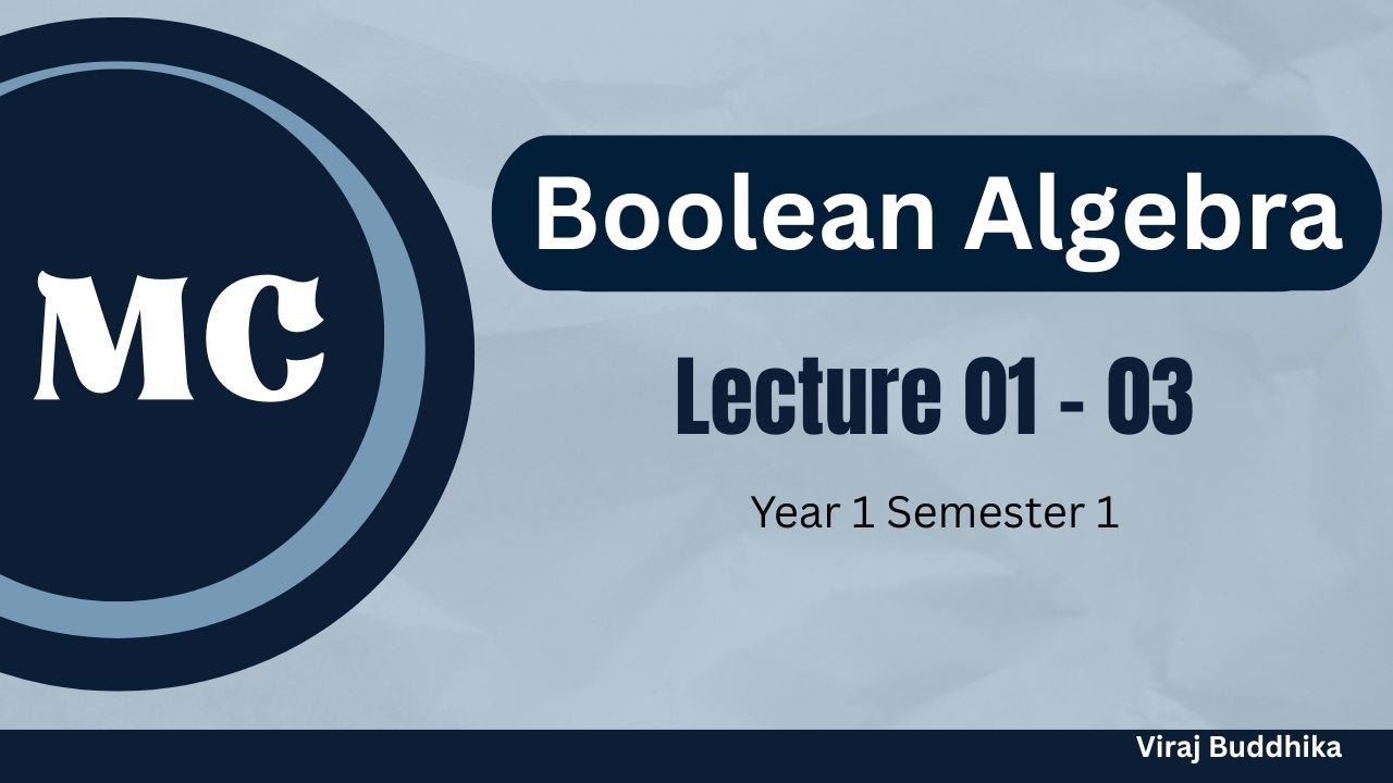 MC | Mathematics for Computing | Boolean Algebra | SLIIT | Lecture 1 ...