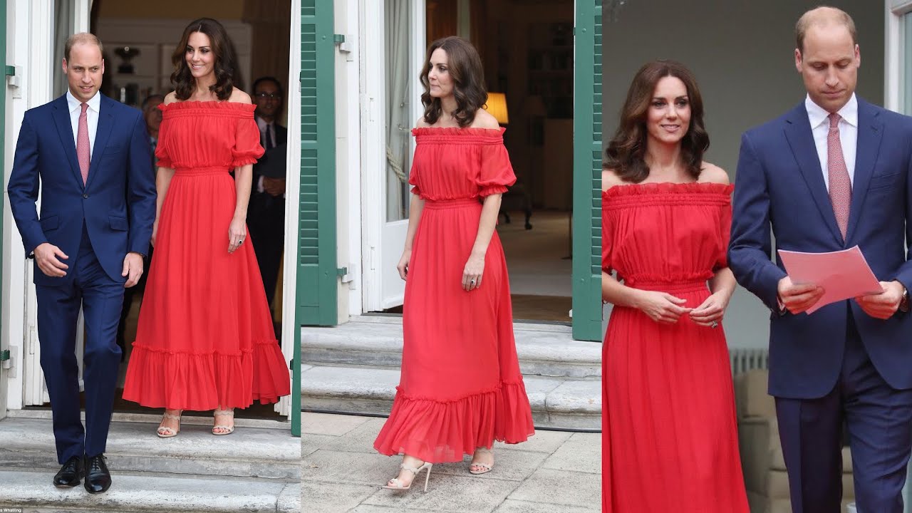 Princess Catherine shines in Red Off Shoulder gown by Alexander McQueen ...