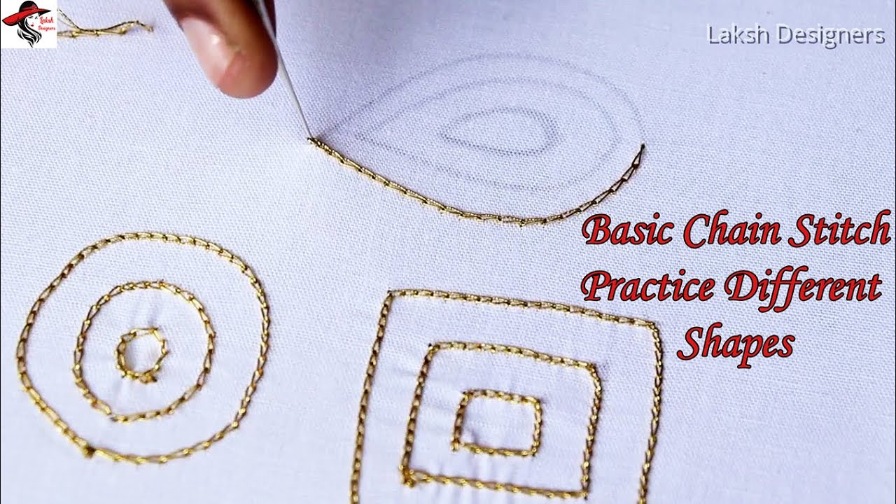 aari work basic chain stitch practice in different shapes | different shapes for beginners ...