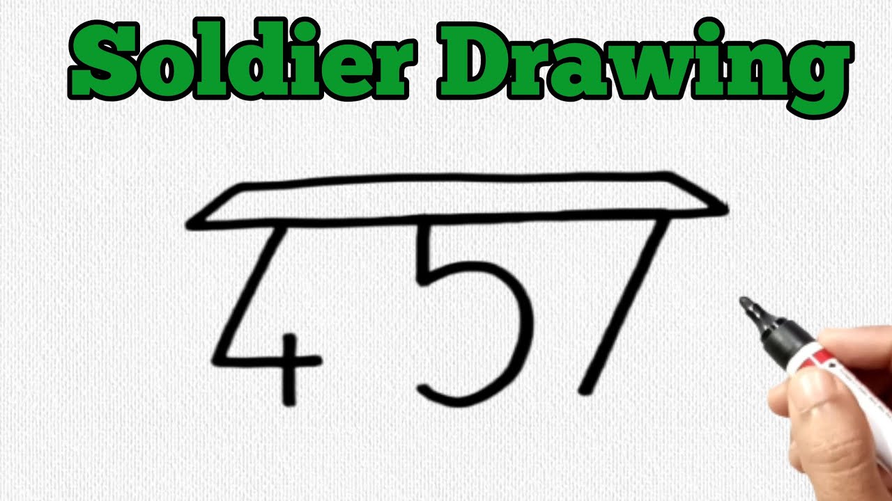 How to Draw a Soldier Easy | Soldier Drawing With Number 457 - YouTube