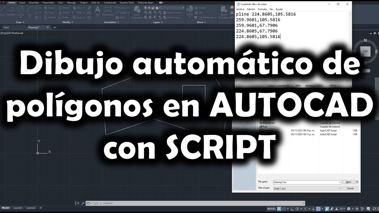 [AutoCAD] Dibujo automático de poligonales con SCR - YouTube