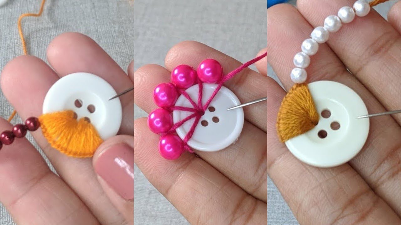 3 Different Hand Embroidery Button Flower design idea.3 Different Hand ...
