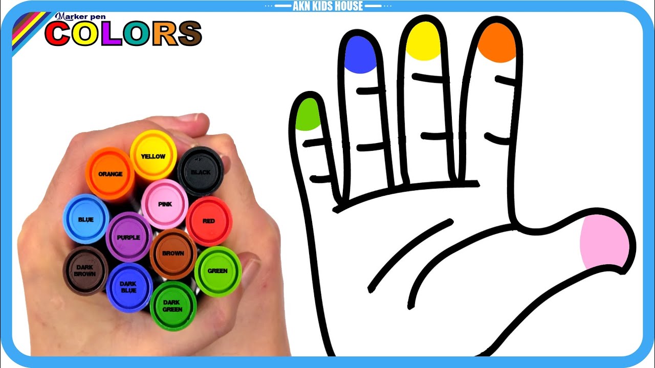 ( Fingers ) Hand Drawing and Glitter Coloring with Big Marker Pencils ...