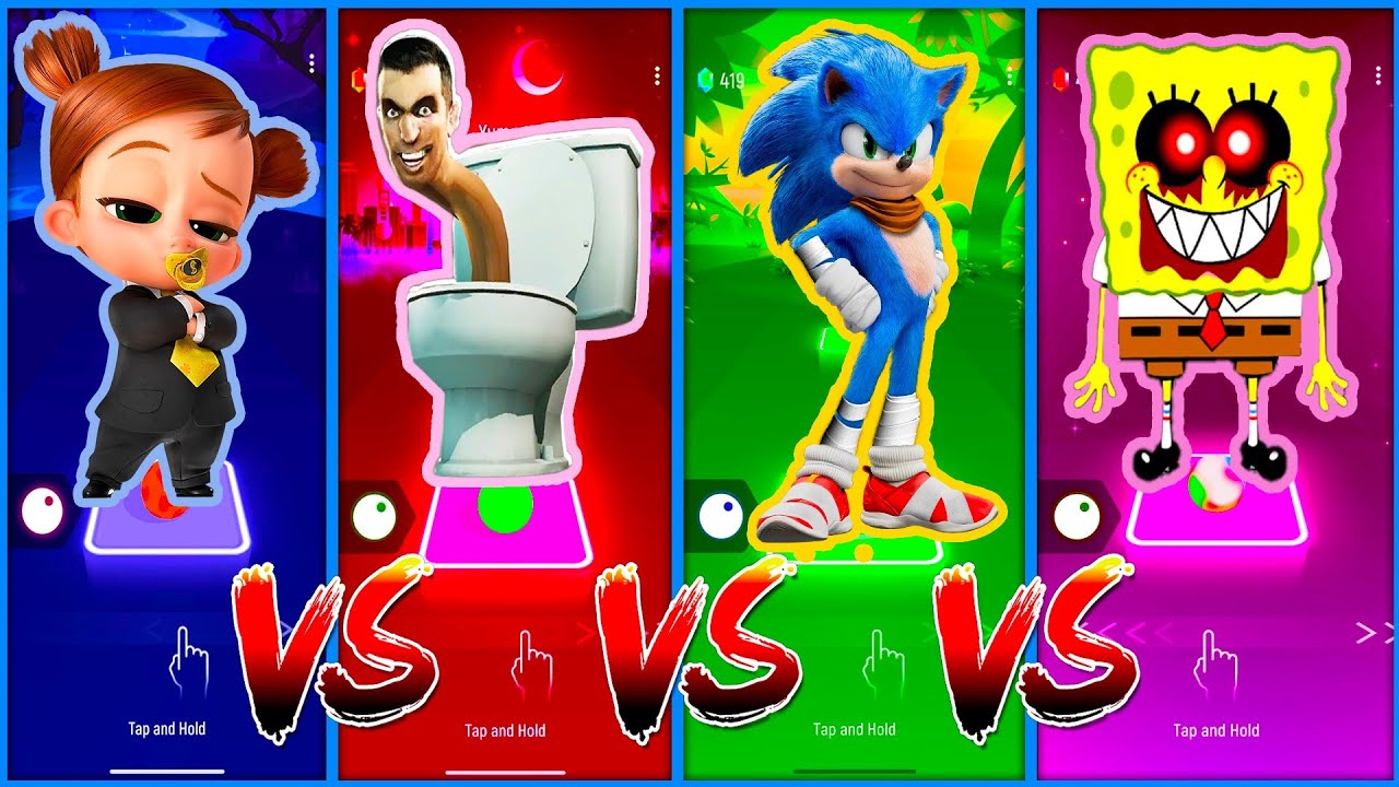 Baby Boss 🆚 Skibidi Toilet 🆚 Pomni 🆚 Spongebob EXE - Tiles Hop EDM Rush ...