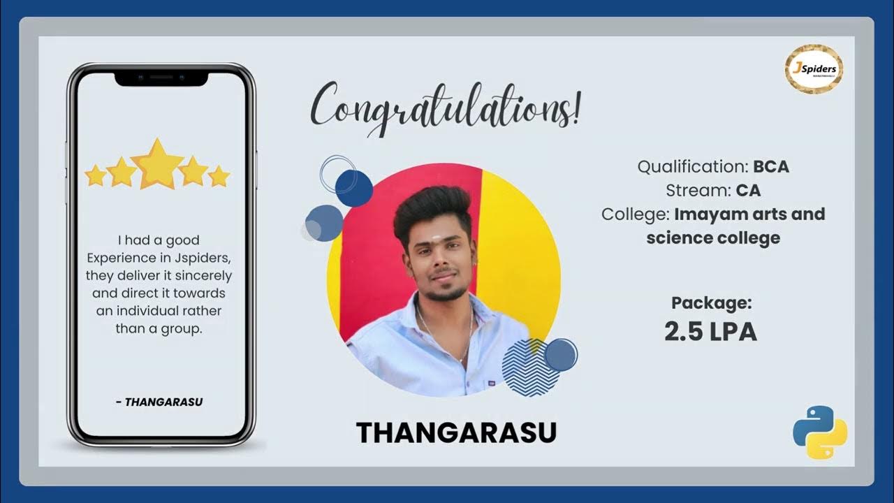 Student Successfully Placed | Python Full Stack Development | Jspiders Marathahalli | THANGARASU ...