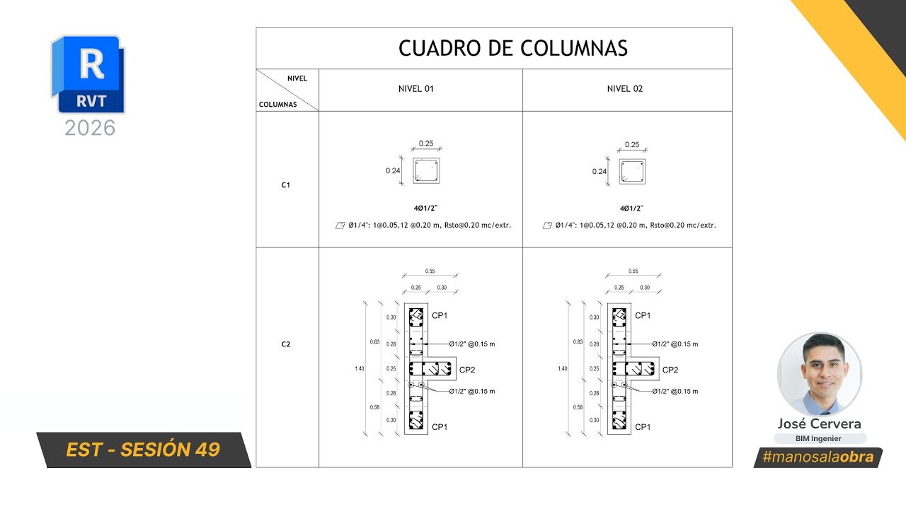 BIM INTEGRAL 2026 - PLANIMETRÍA DETALLES DE COLUMNAS - SESIÓN 49 - YouTube