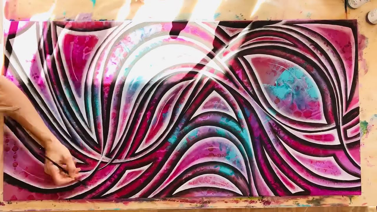 Lines - acrylic paint - YouTube