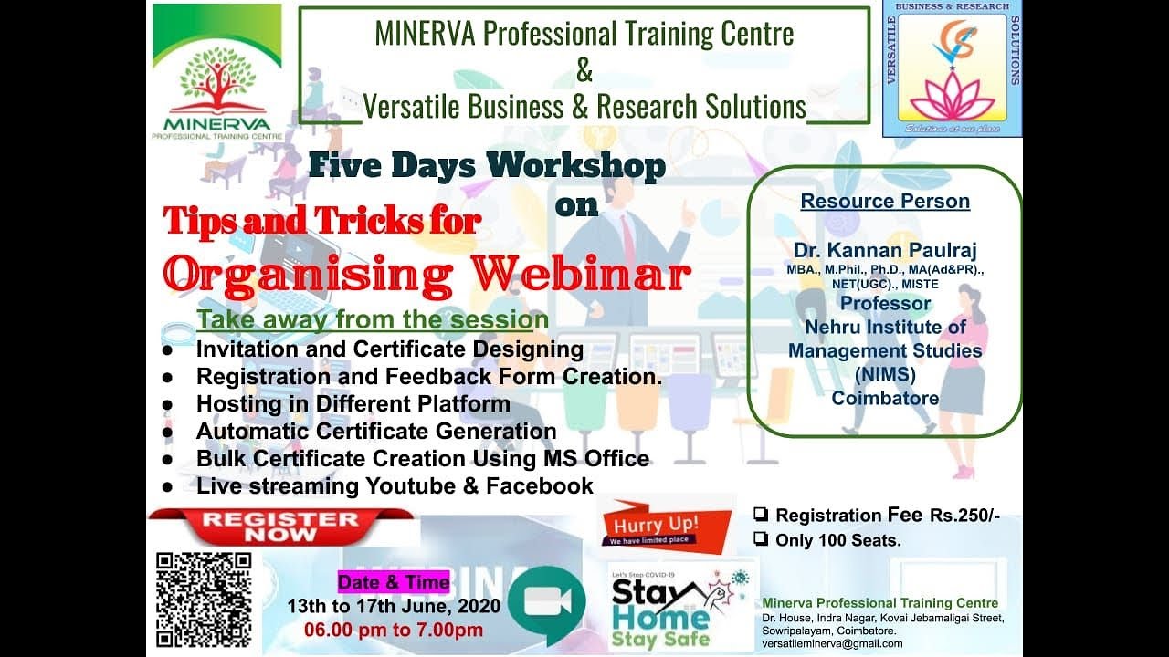 5 Days Workshop on Tips and Tricks for organising Webinar Day 3 - YouTube