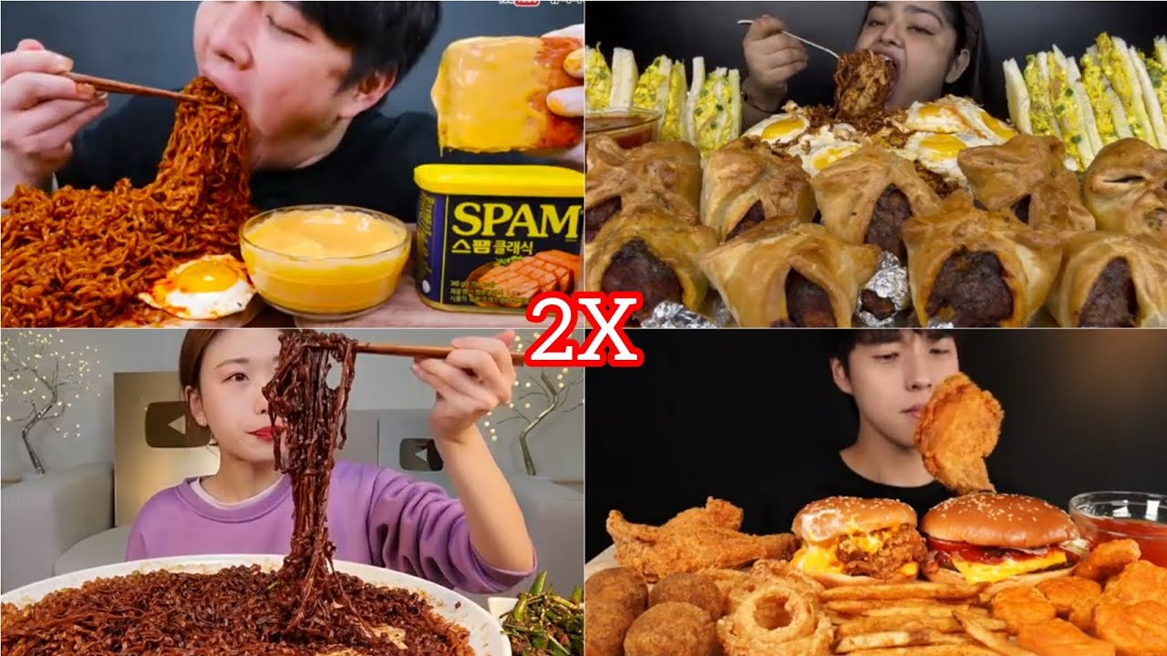 Mukbang asmr of delicious food with delicious big plates - YouTube