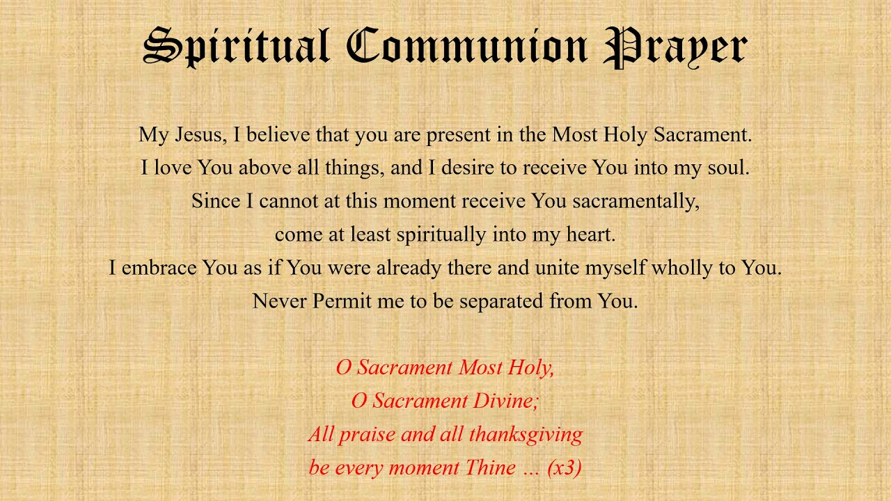 Spiritual Communion Prayer - YouTube