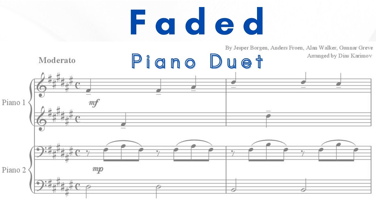 "Faded" by Alan Walker | Piano Duet Demo | Sheet Music Available - YouTube