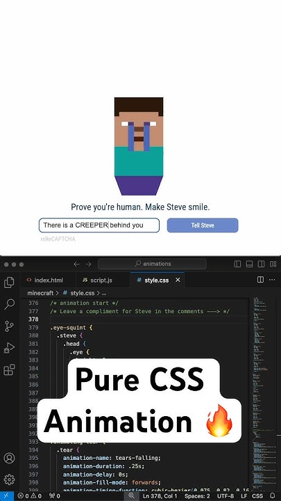Minecraft Steve CAPTCHA CSS Animation - YouTube