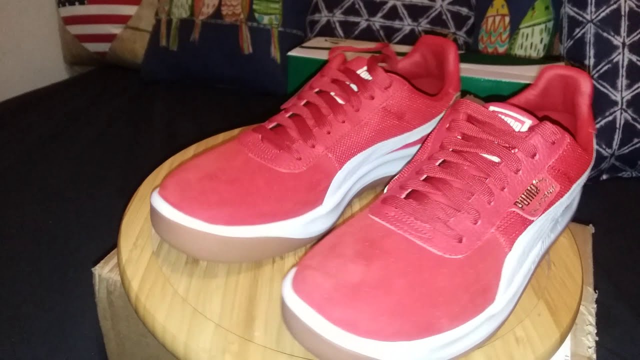 Puma California Casual Red/White/Gold - YouTube