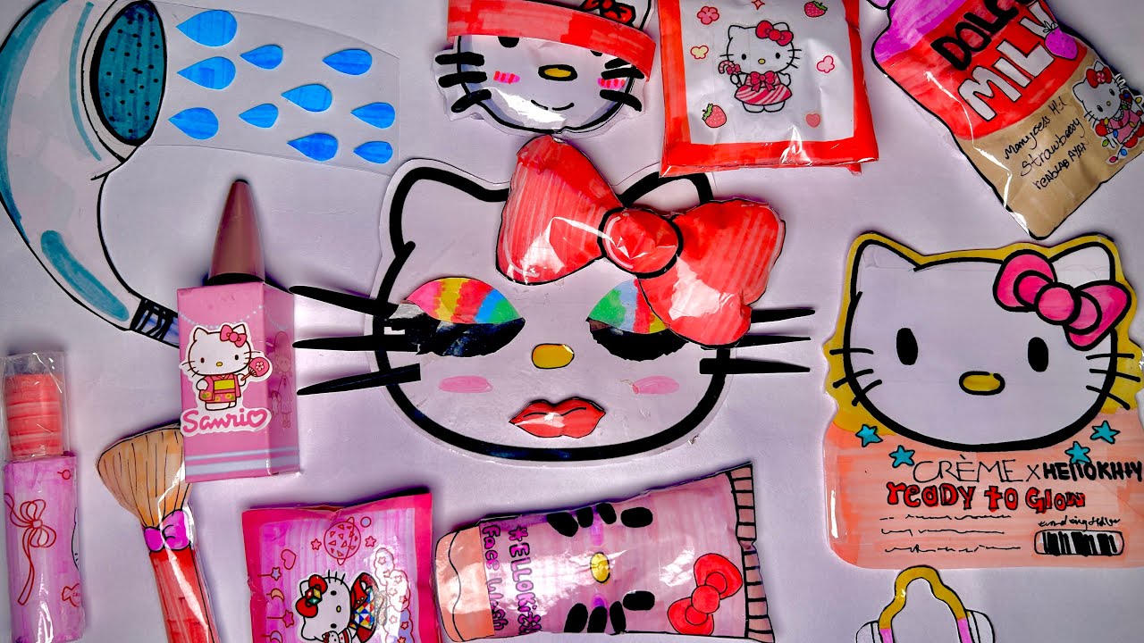 🫧paperdiy 🫧 How to make hello kitty | Skincare hello kitty makeup 💄 ...